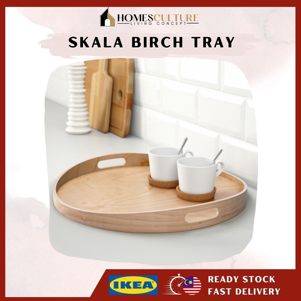 SKALA Wooden Serve Tray Birch Kitchen Round Serving Tray Talam Dulang ...
