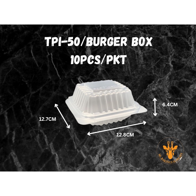[READY STOCK] Toli TPI-50 Burger Box/ Disposable Plastic Food Box ...