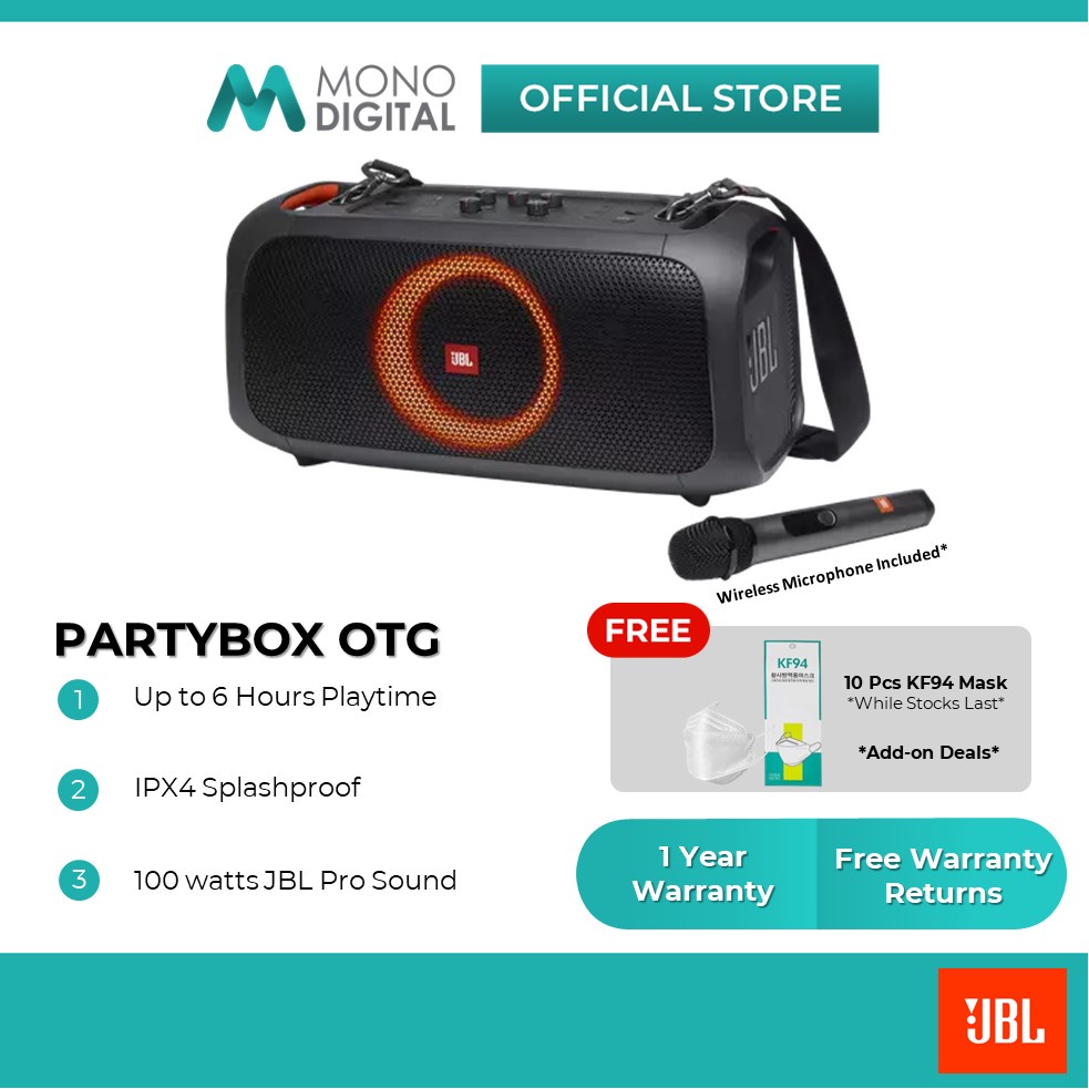 JBL PARTYBOX ON-THE-GO Portable Karaoke Party Box Speaker with Built-in ...