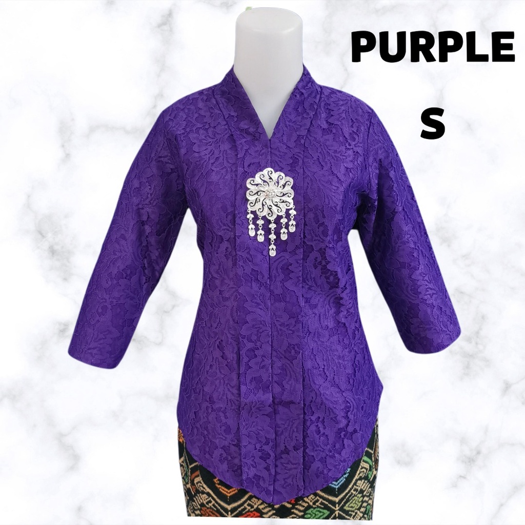 Baju Kebaya Lace Beralas - Warna Ungu Size S (Lengan 3 Suku) | Shopee ...