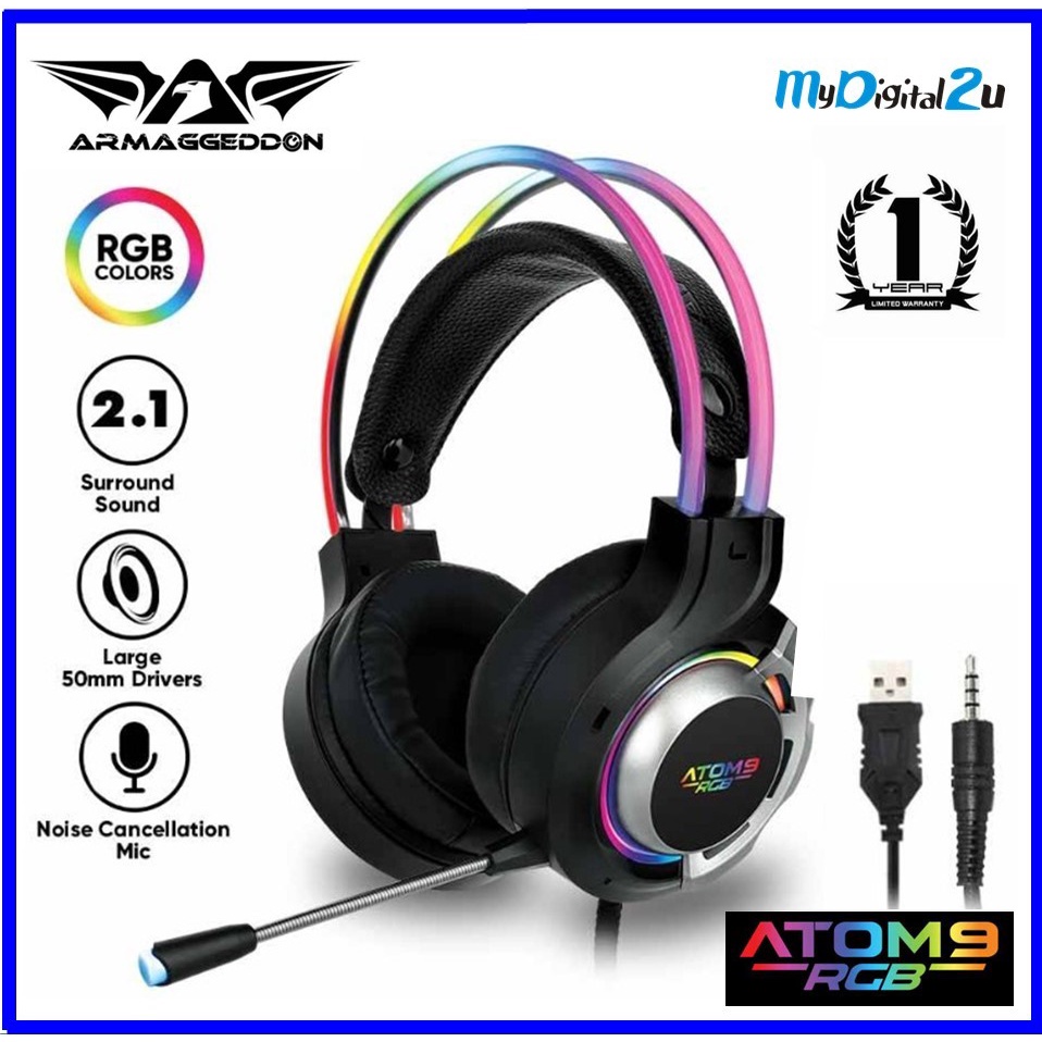 Armaggeddon Atom 7/ Atom 9 RGB Headband Gaming Stereo Headphone with ...