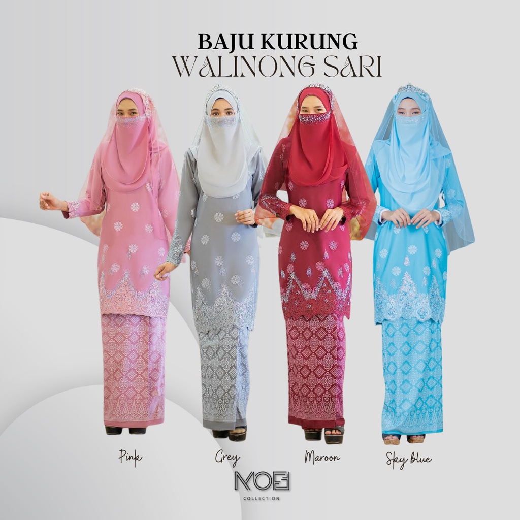 BAJU KURUNG SONGKET | KURUNG MODEN WALINONG SARI ADA 4 WARNA (MOFF ...