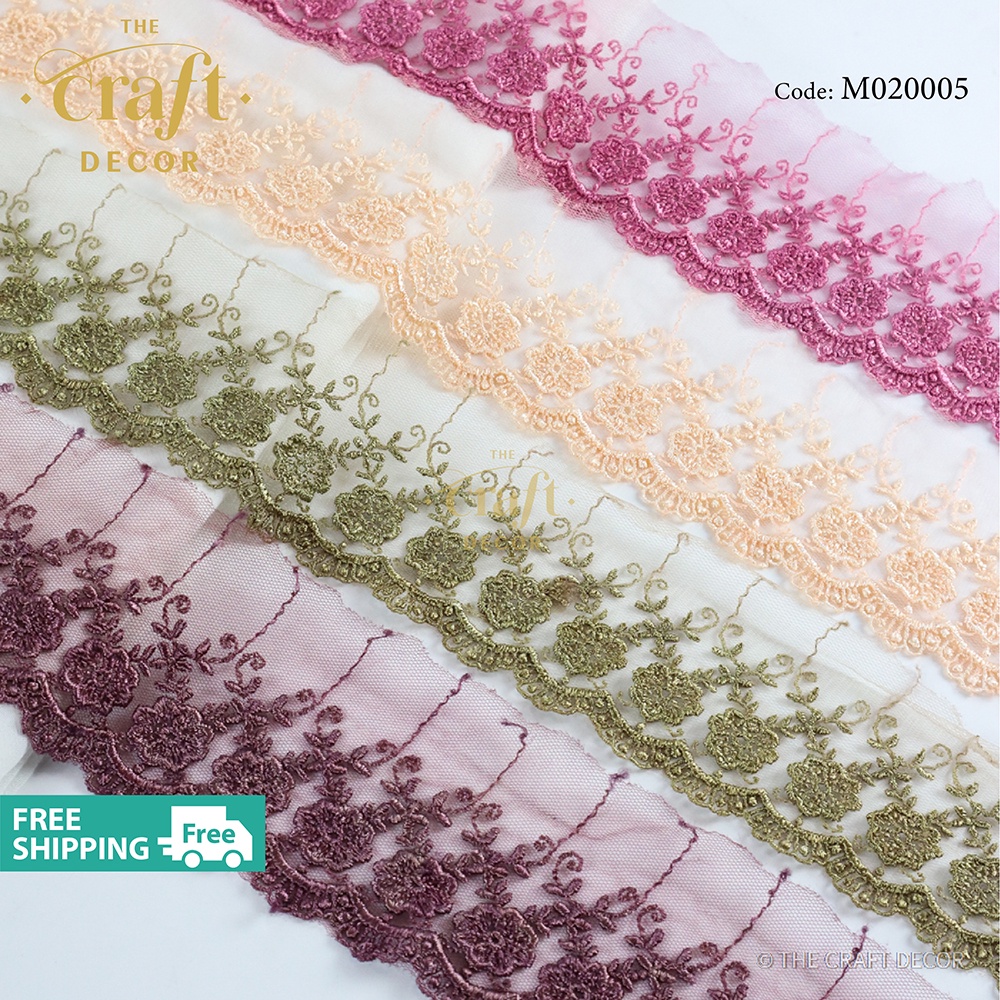 7cm Width Border Nylon Lace Trim*Jual Meter | Lace Mewah | Border Lace ...