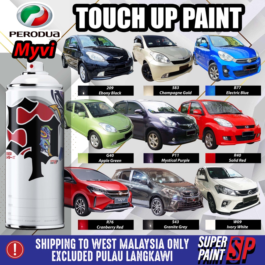 PERODUA MYVI 】 Touch Up Paint All Colors 🚗 Aerosol Spray 370ml Myvi Cat ...