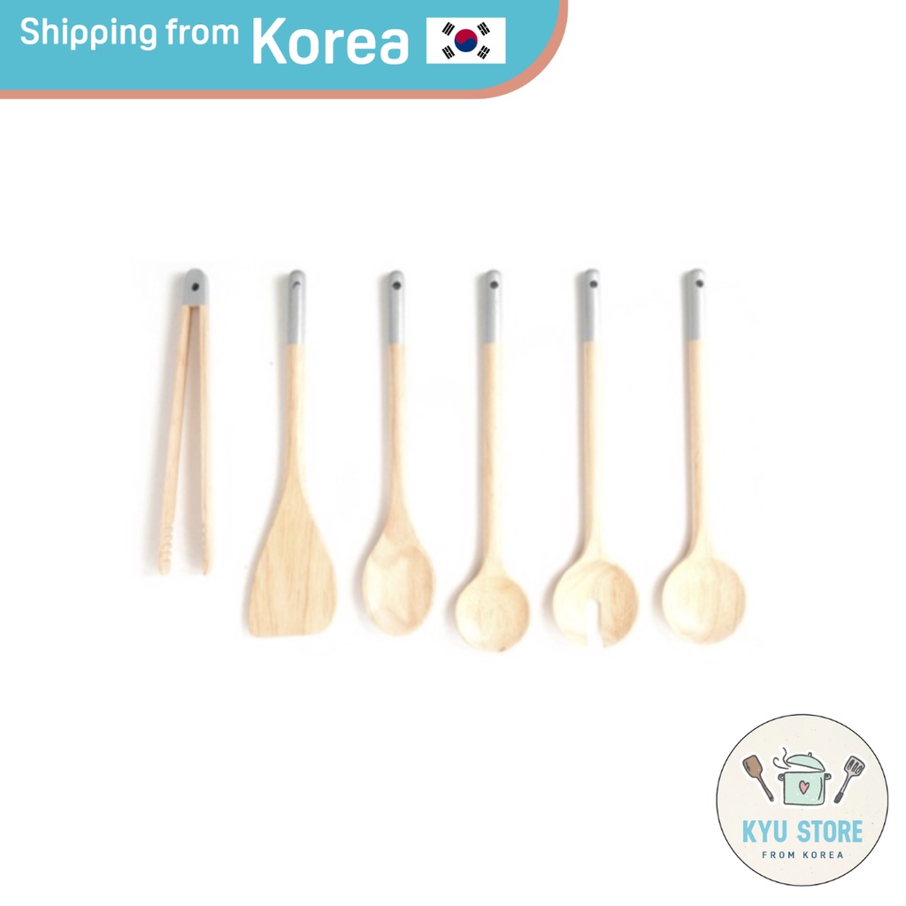 [ACACIA KOREA] Wood Cooking Utensils 6P Set (Light Brown) | Shopee Malaysia