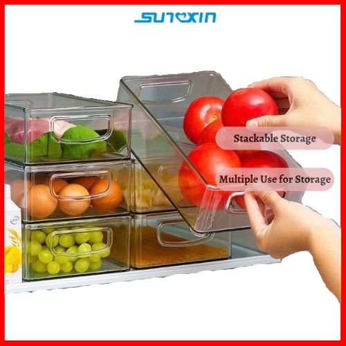 SUNXIN Acrylic Transparent Refrigerator Storage Box Stackable Bins ...