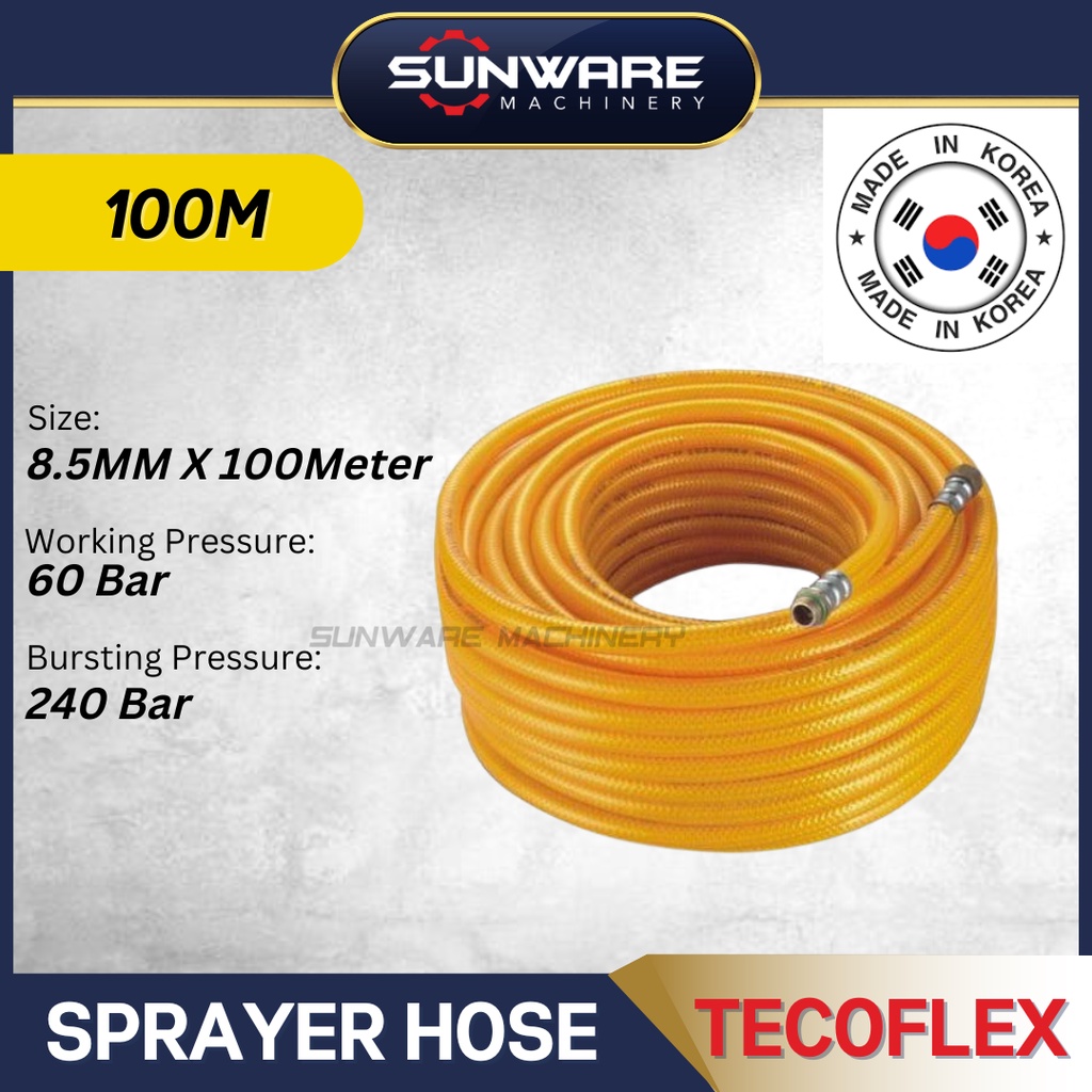 TECOFLEX PVC Reinforced High Pressure Hose 8.5MM x 100Meter (60Bar ...