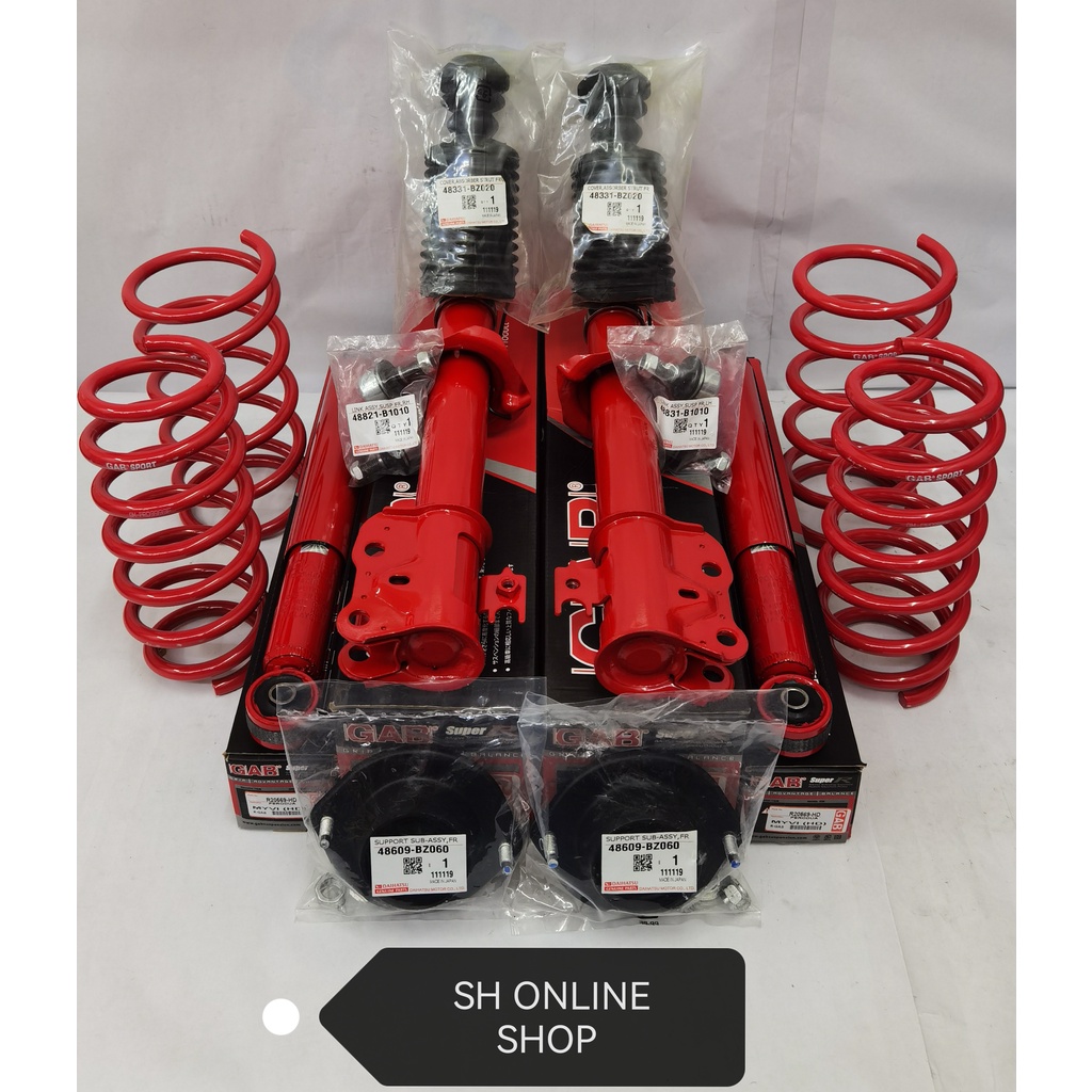 GAB Super R Absorber Heavy Duty Front & Rear+Sport Spring+Abs Mtg (Alza ...