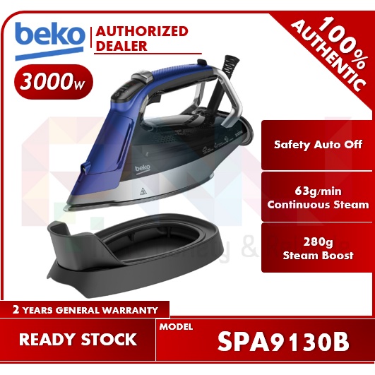 BEKO 3000W Auto Temperature Smart Steam Iron SPA9130B | Shopee Malaysia