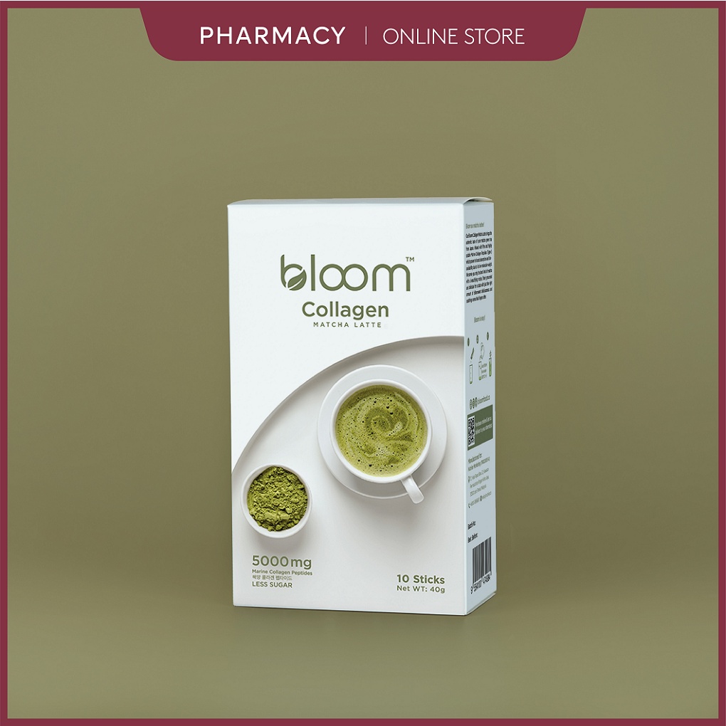 Bloom Collagen Matcha Latte (40g x 10s) HALAL (5000mg Marine Collagen ...