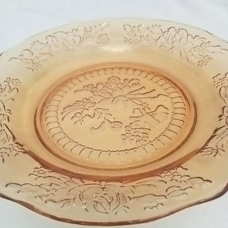 retro vintage Pinggan Kaca motive bunga Antique amber glass plate ...