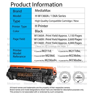 Toner Compatible HP W1360X HP136X W1360A Cartridge For HP LaserJet ...