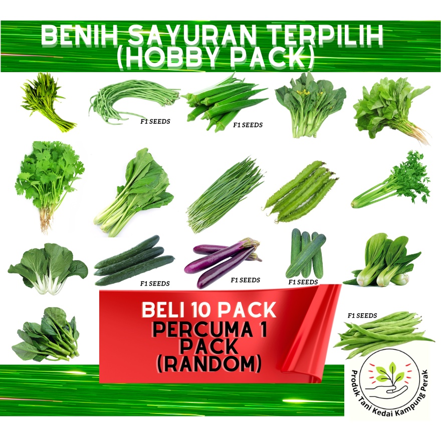 Biji Benih Sayur Sayuran/Benih Sayur Pelbagai/Sawi Kangkung Timun Bayam ...