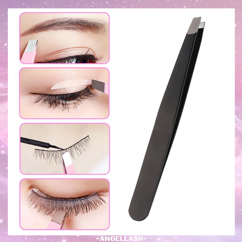 Lvcheryl Black Eyebrow Tweezer Eyebrow Beauty Slanted Puller Stainless ...
