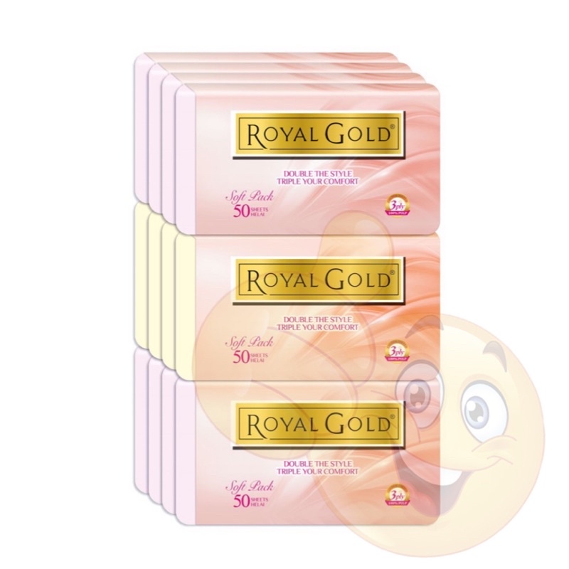 Royal Gold Twin Tone Soft Pack 3ply (50 sheets x 12 packets) | Shopee ...
