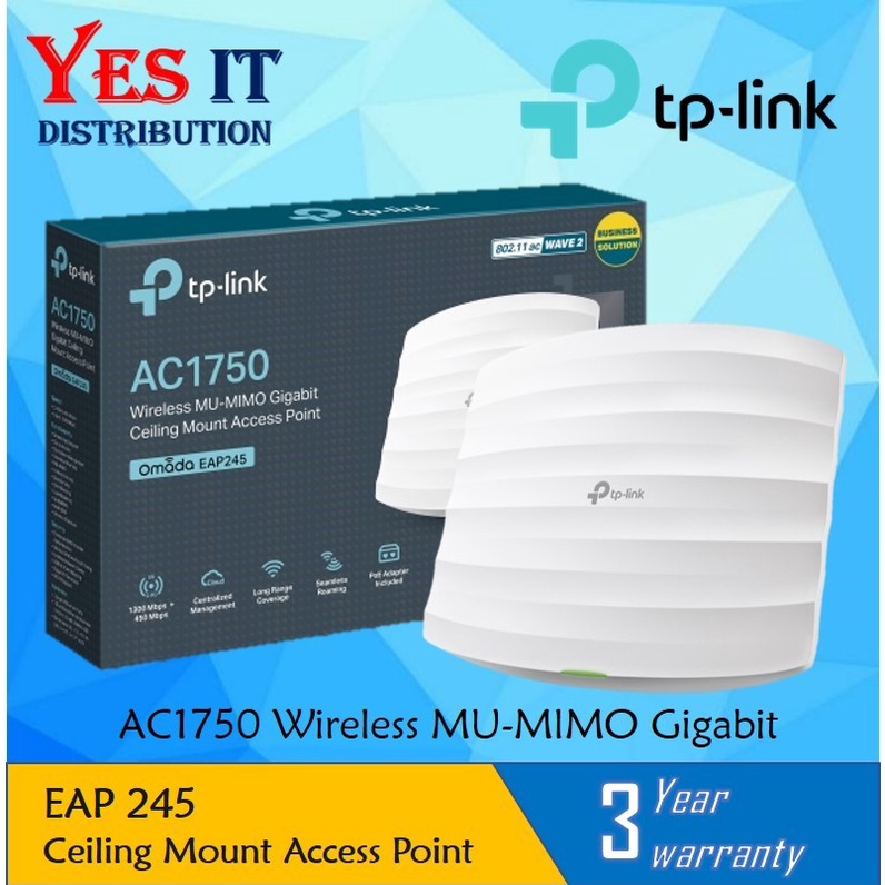 TP Link EAP245 AC1750 Wireless Dual Band Gigabit Ceiling Mount Access ...