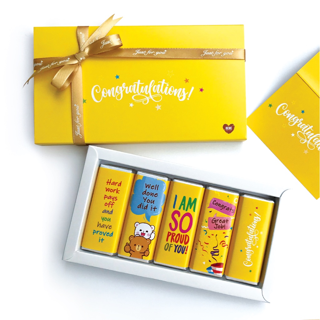 Chocolate gift box with personalised greeting card (Congratulations ...