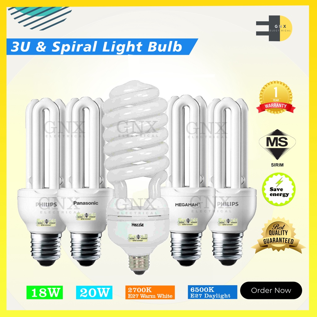 Spiral/3U/light bulb/Mentol Lampu/ceiling light/siling lampu 18W 20W ...