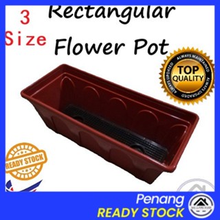 Wecareyou20 Rectangular Brown Flower Pot Plastic Flower Pot Pasu Bunga ...