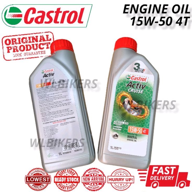 CASTROL 4T ACTIV CRUISE 15W-50 1L ENGINE OIL MINYAK HITAM LONG DISTANCE ...