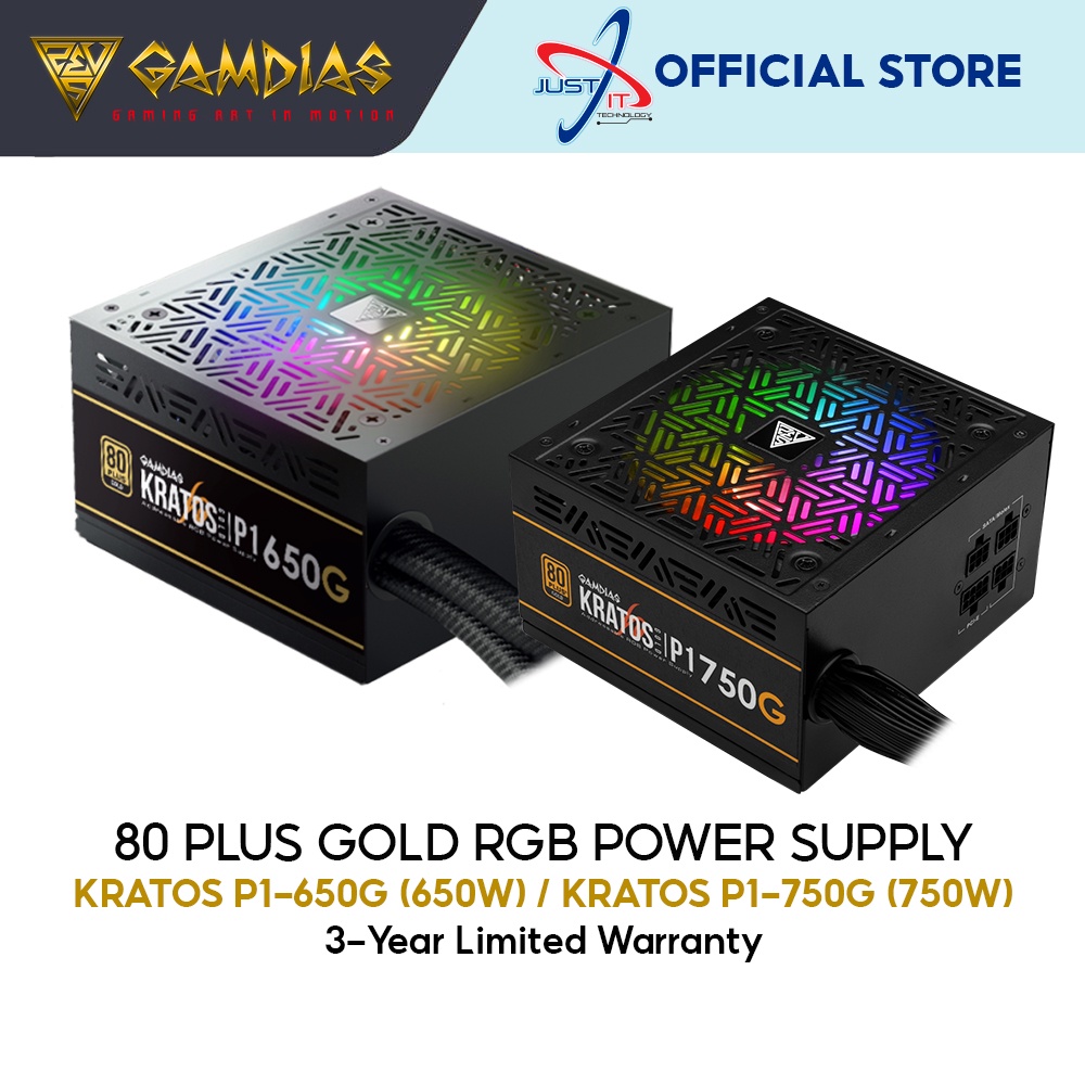 GAMDIAS KRATOS P1-650G (650W) / KRATOS P1-750G (750W) 80Plus Gold ARGB Power Supply | Shopee ...