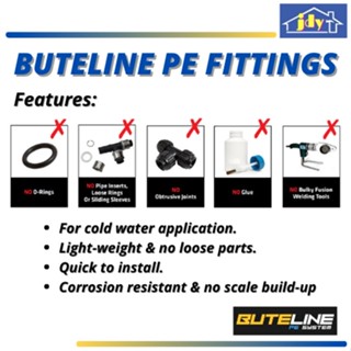 Buteline PE Fitting Straight Inline Coupling Equal Elbow Equal Tee Pipe ...