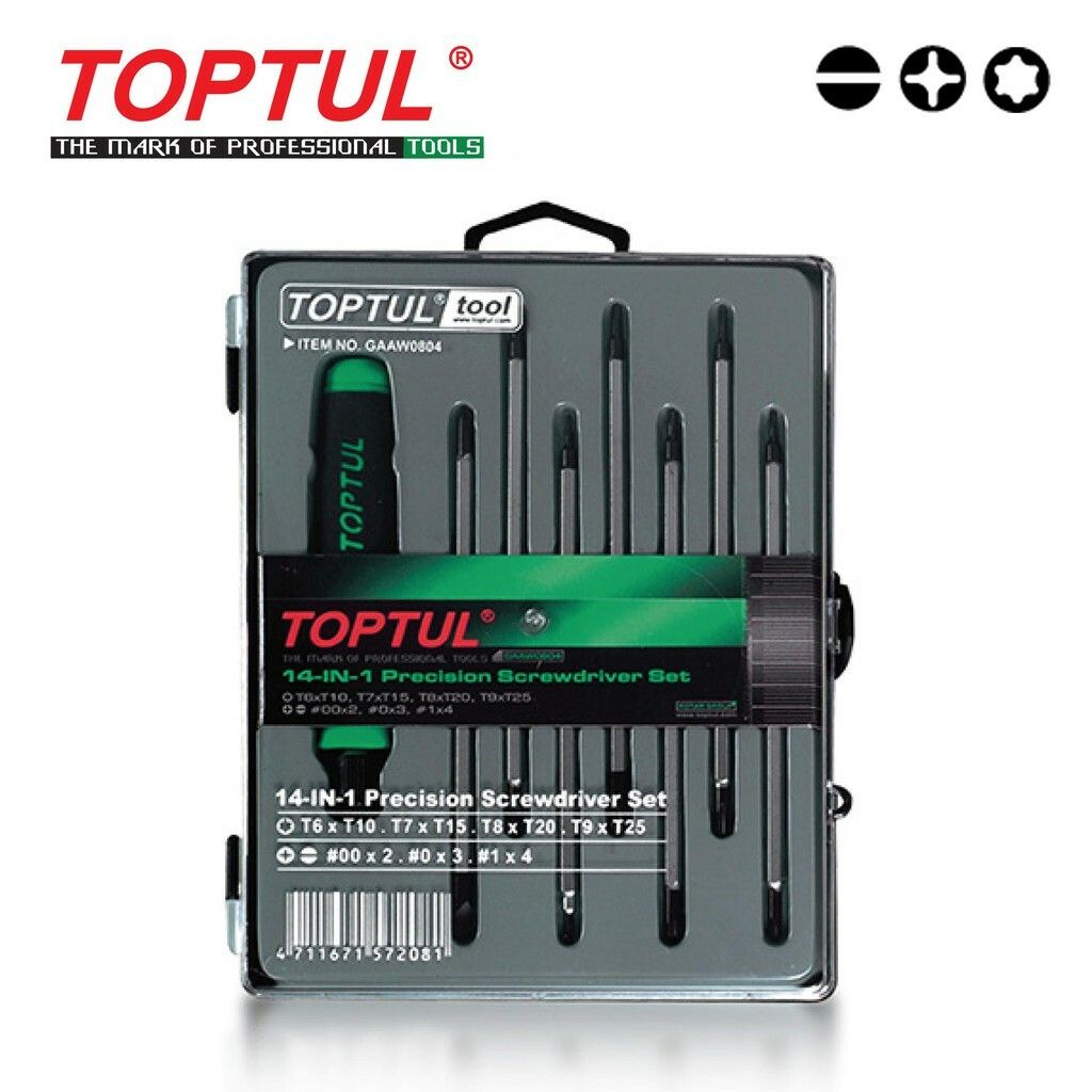 TOPTUL 8pcs 14 In 1 Precision Screwdriver Set GAAW0804 | Shopee Malaysia