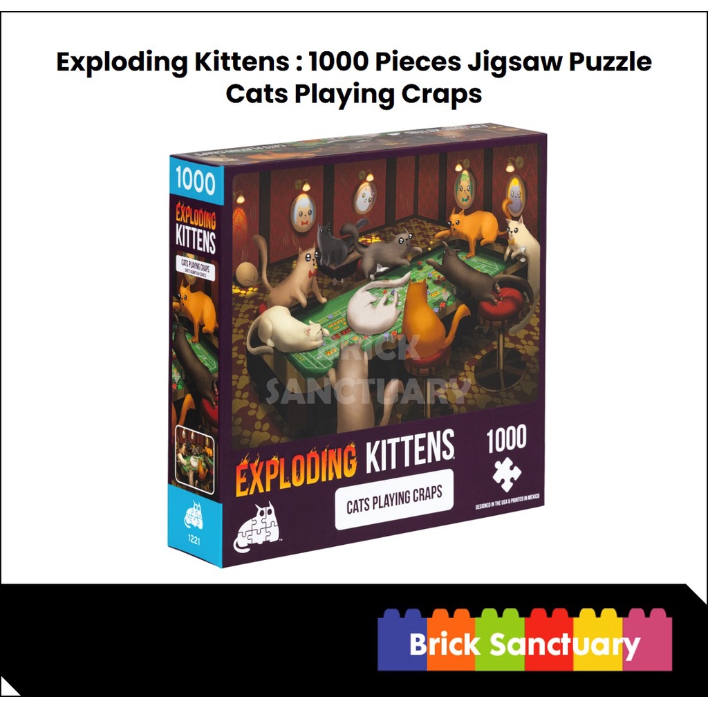 Exploding Kittens : 1000 Pieces Jigsaw Puzzle - Cats Playing Craps ...