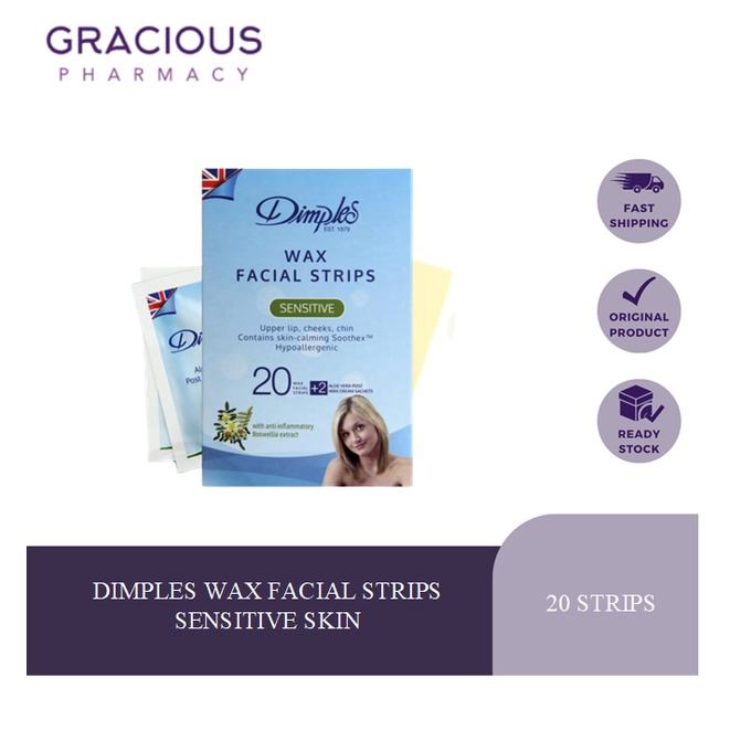 DIMPLE WAX FACIAL STRIPS SENSITIVES SKIN 20'S | PGMall