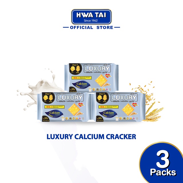 Hwa Tai LUXURY Original Calcium Cracker - 223g x 3 Packs | Shopee Malaysia
