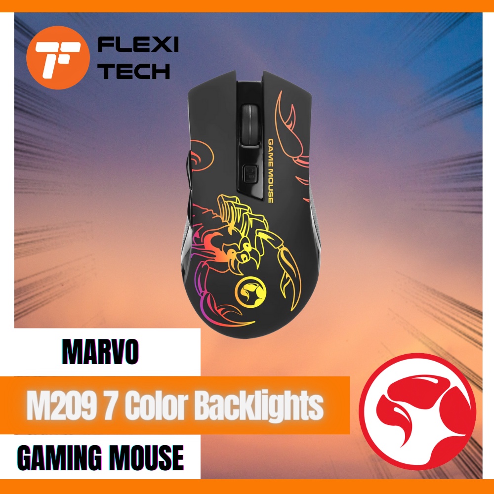 Flexi Tech MARVO M209 6400 DPI Gaming Mouse with 7 Color Backlights | Shopee Malaysia