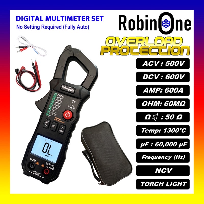 RobinOne DIGITAL CLAMP METER MULTIMETER AMP METER RCM395A CAPACITOR ...