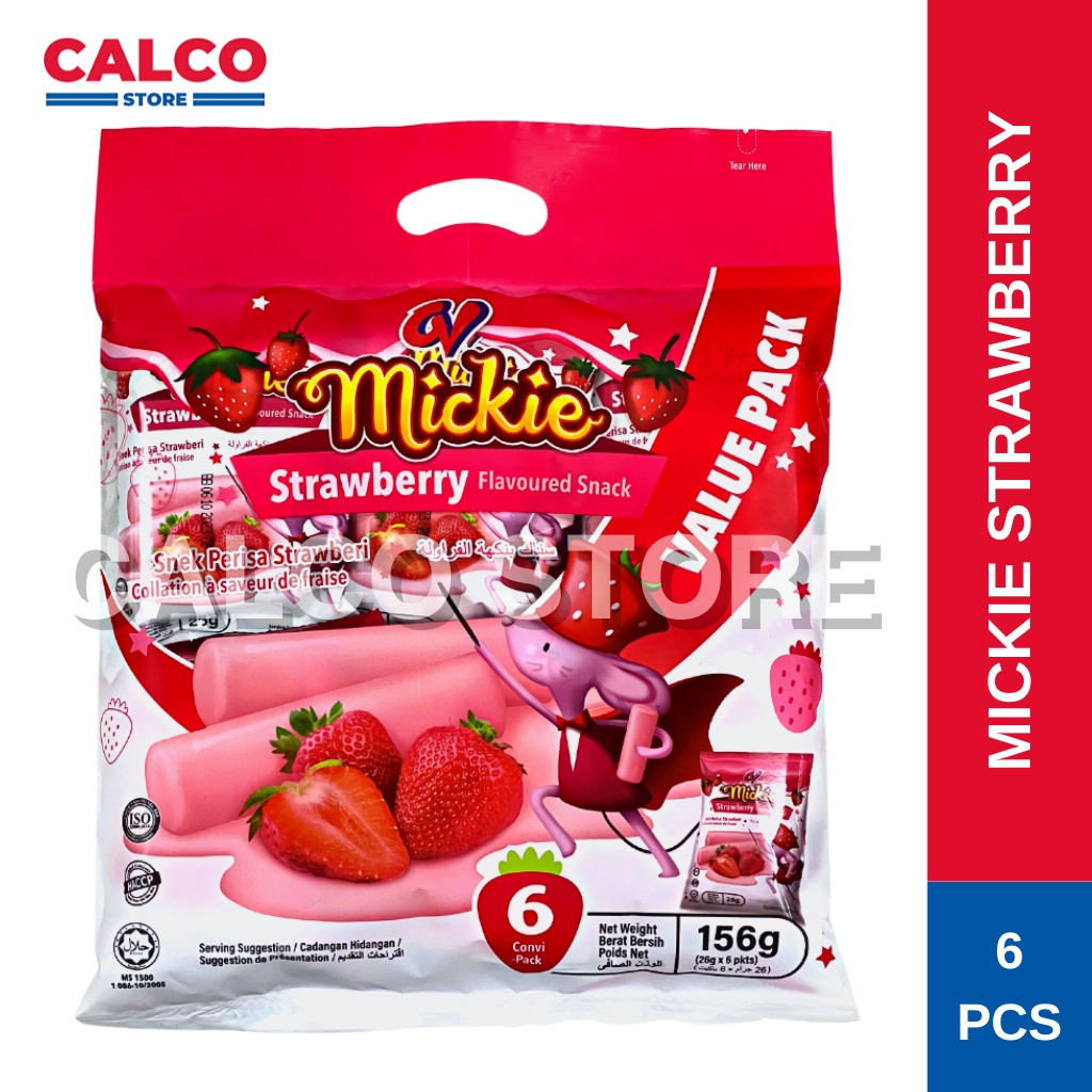 (26g x 6pcs) Cv Mickie Strawberry Flavoured Snack Snek Perisa Strawberi ...