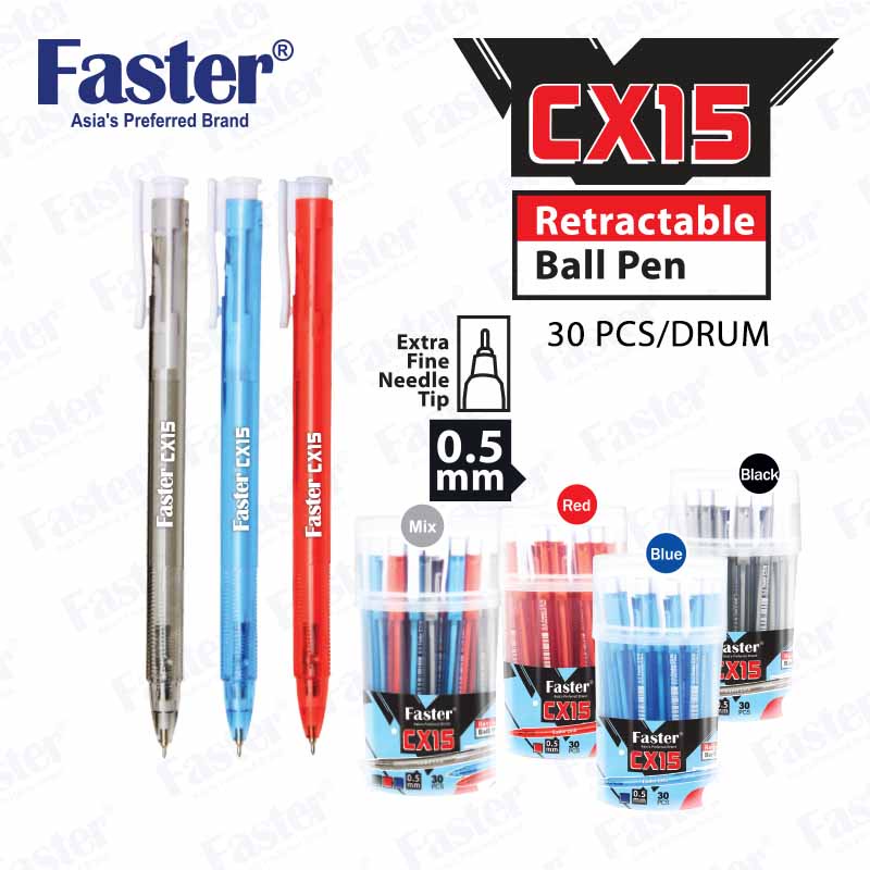 FASTER Retractable Extra Fine Ball Pen 0.5mm CX15 | Shopee Malaysia