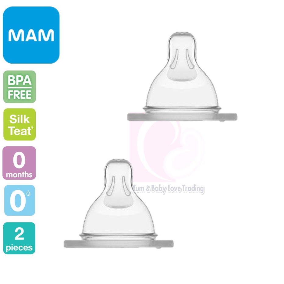 MAM Silk Teat Extra Slow Flow - 0 months (2pcs), Premature Flow ...