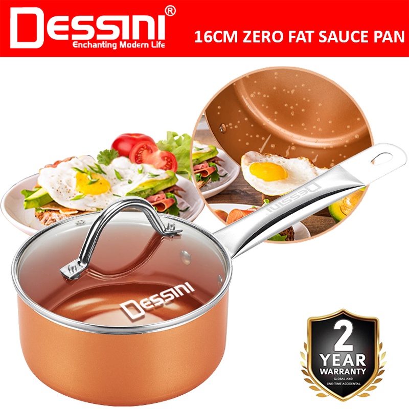 DESSINI ITALY Zero Fat 16CM Sauce Pan Aluminium Induction Non Stick ...