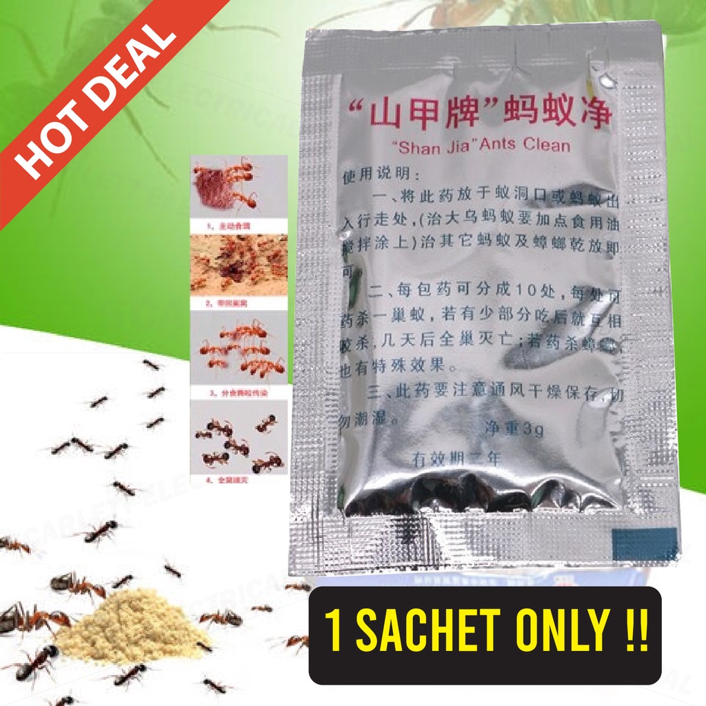 (1 Sachet) Insect Killer Bait Ant Cockroach Killing Powder Pest Control Insecticide Repellent ...