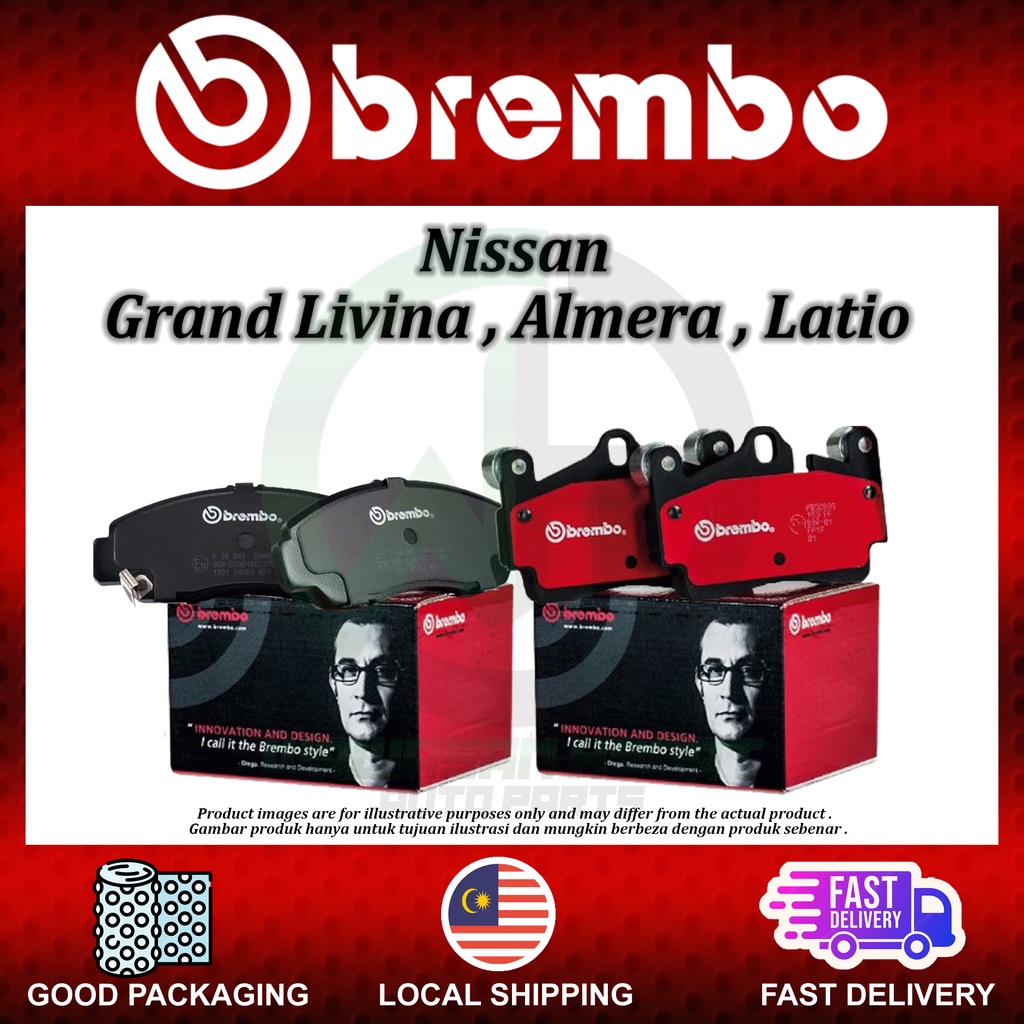 Nissan Grand Livina L10 L11 X-Gear , Latio C11 , Almera N17 Front Disc Brake Pad Brembo Metalic ...