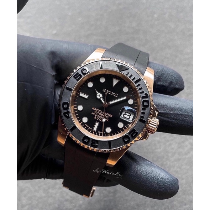 Seiko Mod Yacht Master rose gold Seikolex rose gold Seiko modify Seiko ...