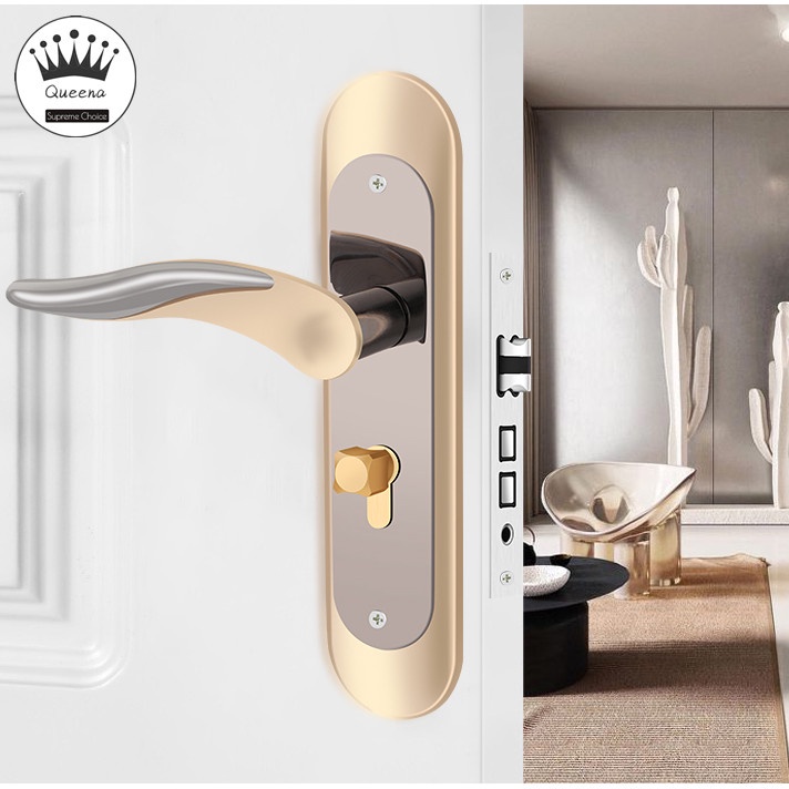 Minimalist Door Lock Continental Bedroom Door Handle Lock Interior Anti ...