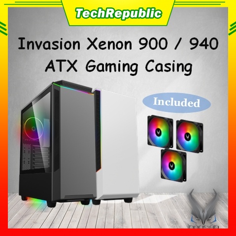 Invasion Xenon 900 / Xenon 940 ATX Gaming Case with 3 RGB Fans PC ...