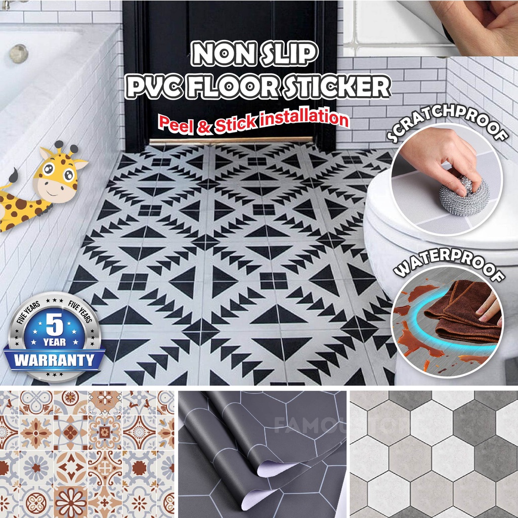PVC Floor Sticker Waterproof Wallpaper Self Adhesive Kitchen Sticker ...