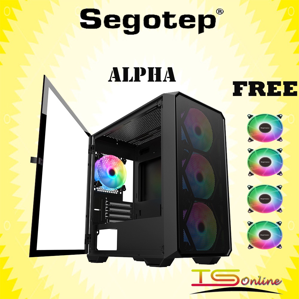 SEGOTEP GANK 5 / SEGOTEP ALPHA GAMING ATX CASING (WITH 3 ARGB FAN ...