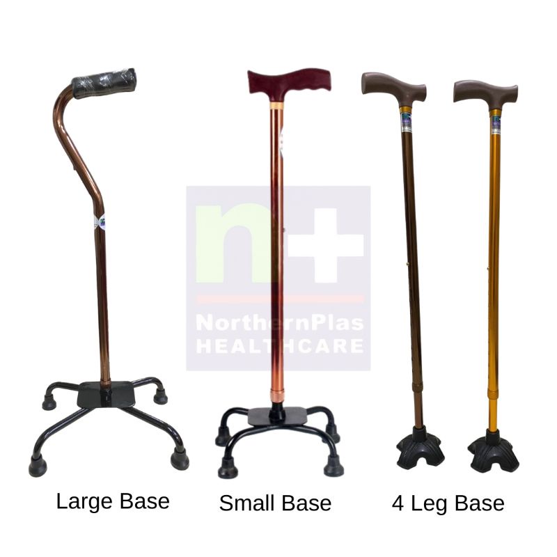 Aluminum Quad Cane Large / Small Base / 4LegAdjustable Height Walking ...