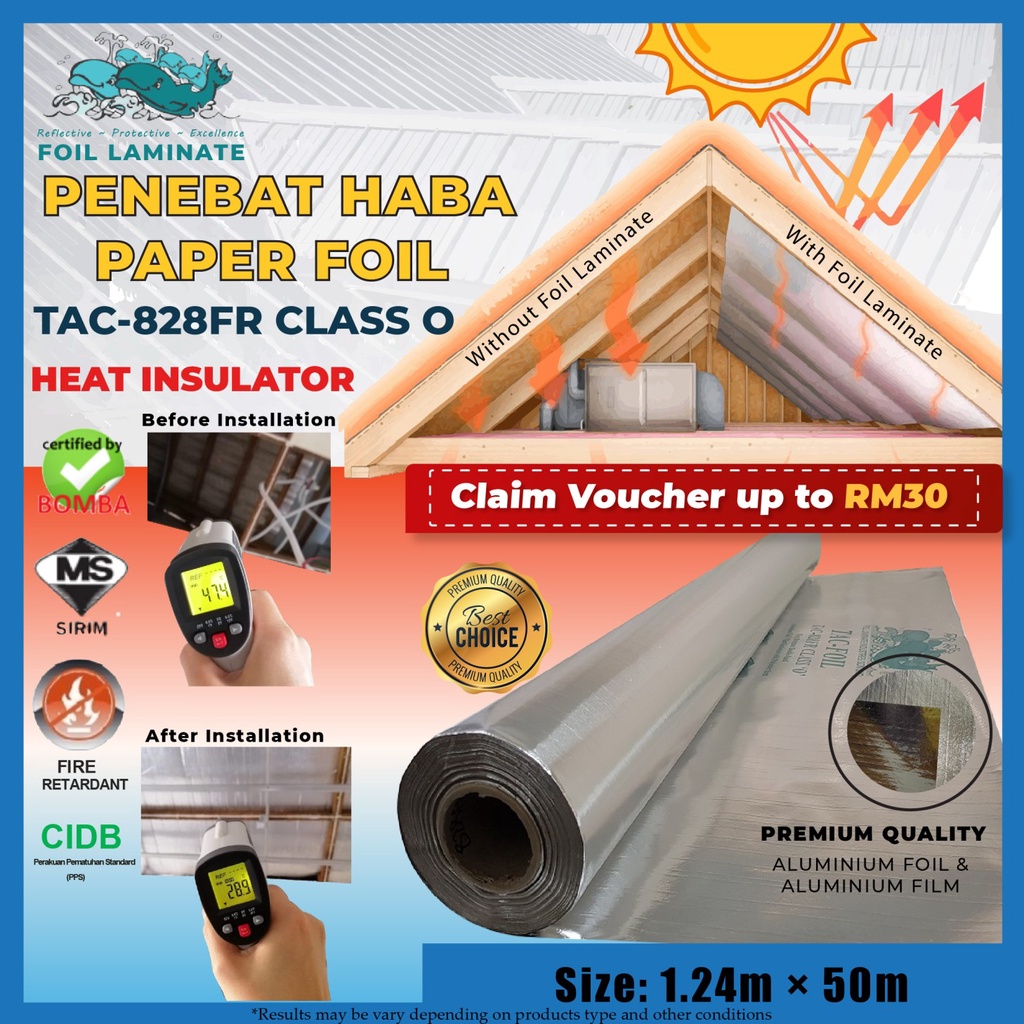TAC-828FR Class O Aluminium Foil Paper Foil (50M-L) Penebat Haba ...