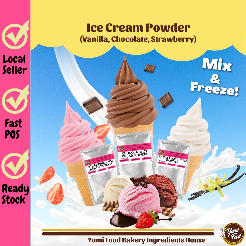 [READY STOCK] Ice Cream Powder Vanilla Strawberry Chocolate/ Serbuk Ais ...