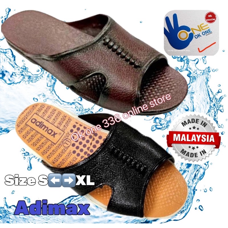 Ready stock, Selipar Getah Adimax Men Slipper Slides Rubber black s/m/L ...