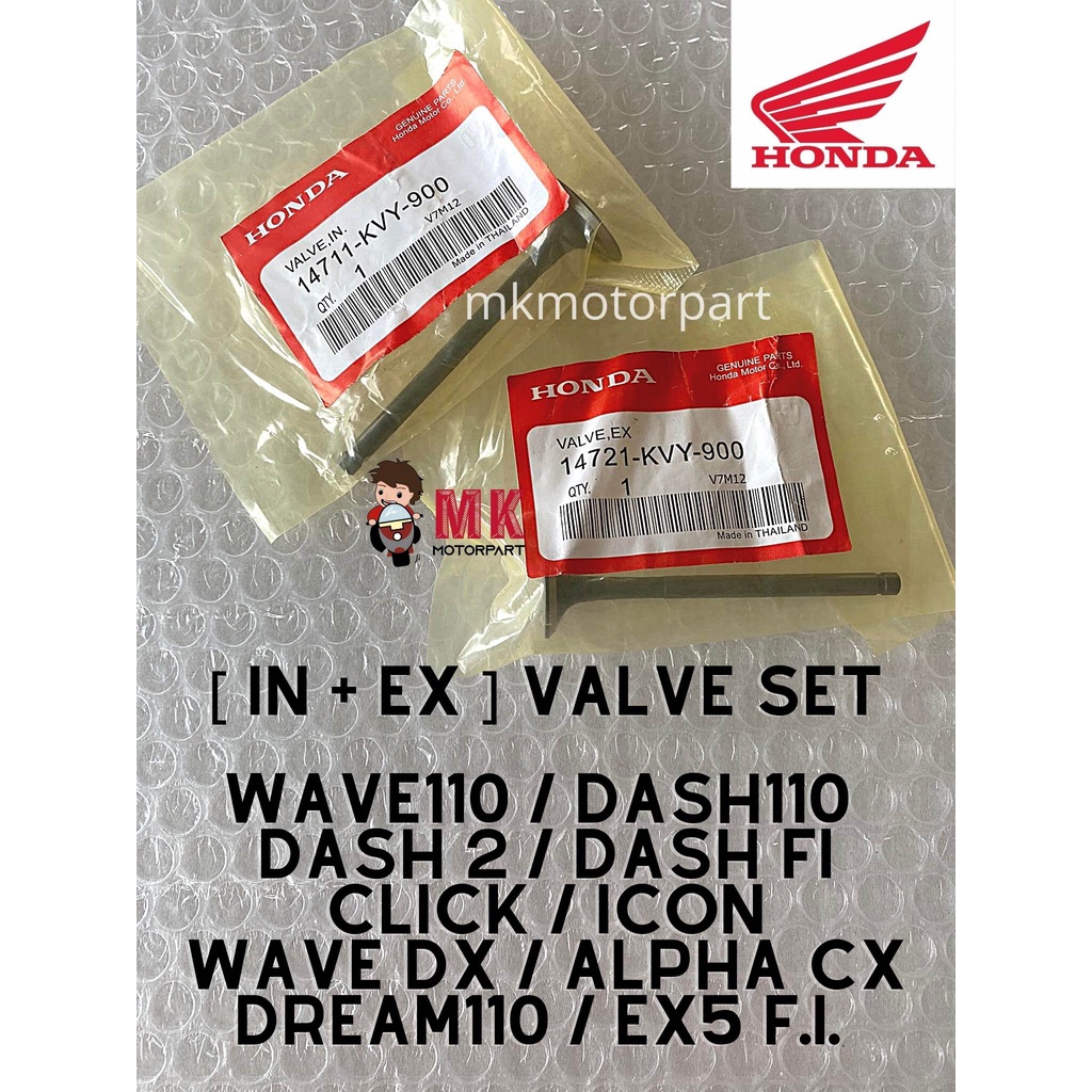 (A) IN + EX VALVE SET Honda Wave110 Dash110 Dash2 Dash Dream110 Ex5 FI ...