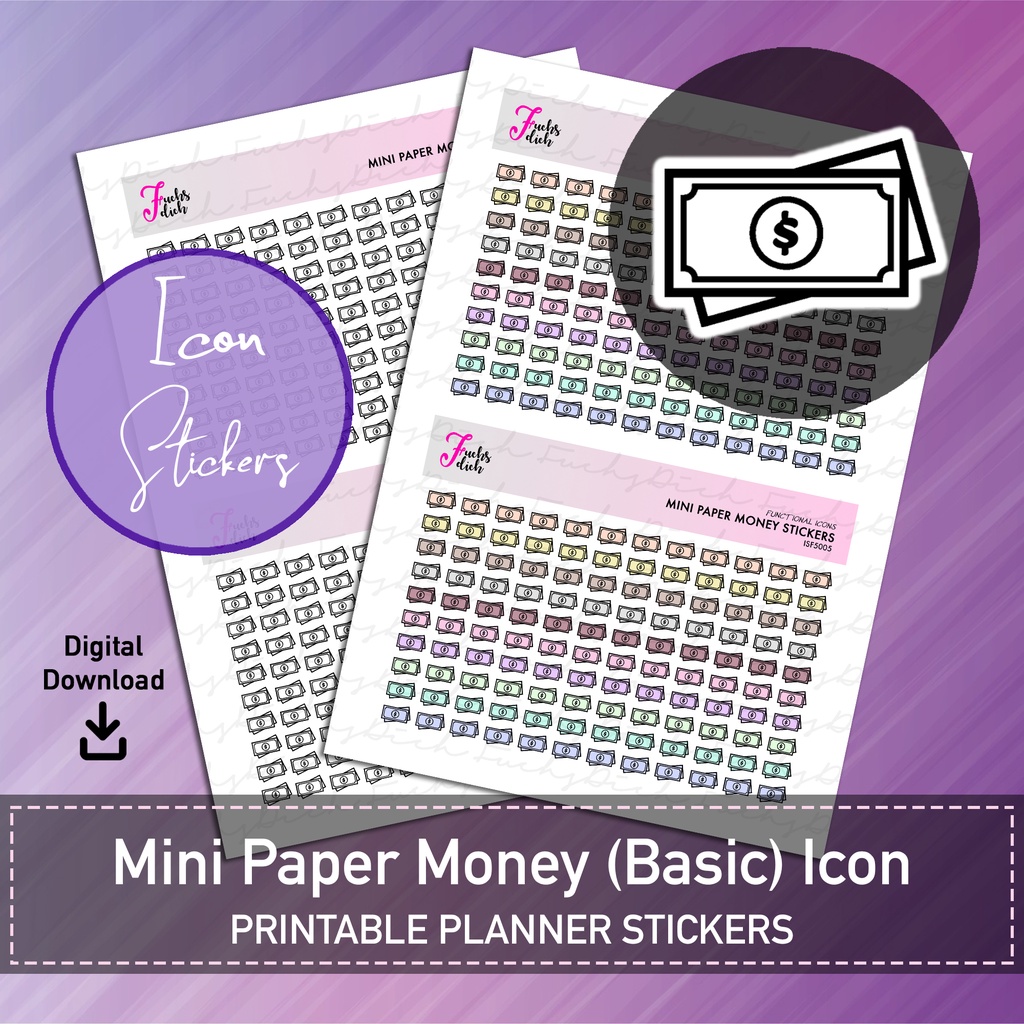 FuchsDich Printable Mini PAPER MONEY (Basic) Icon Stickers | Icon ...