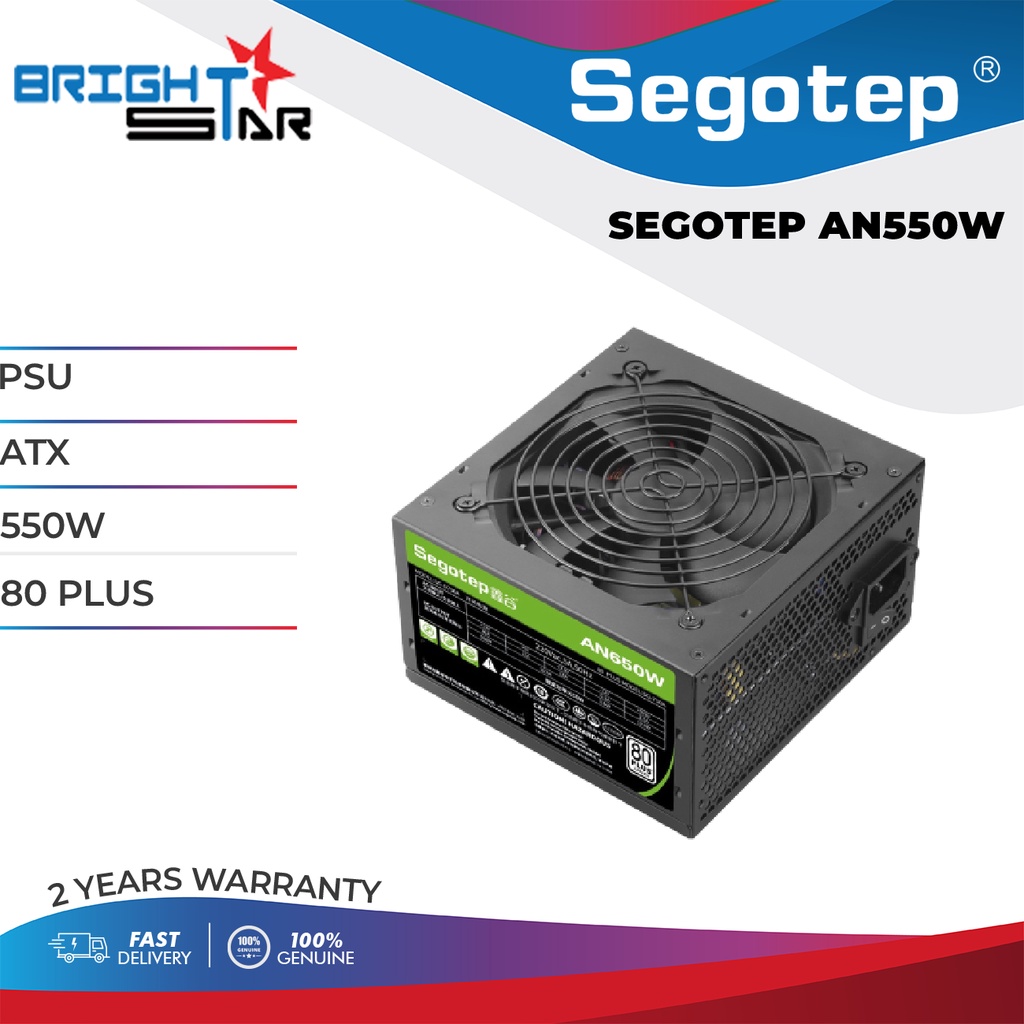 PSU / SEGOTEP AN550W / ATX / 550W / 80 PLUS / 2Y WARRANTY / | Shopee ...